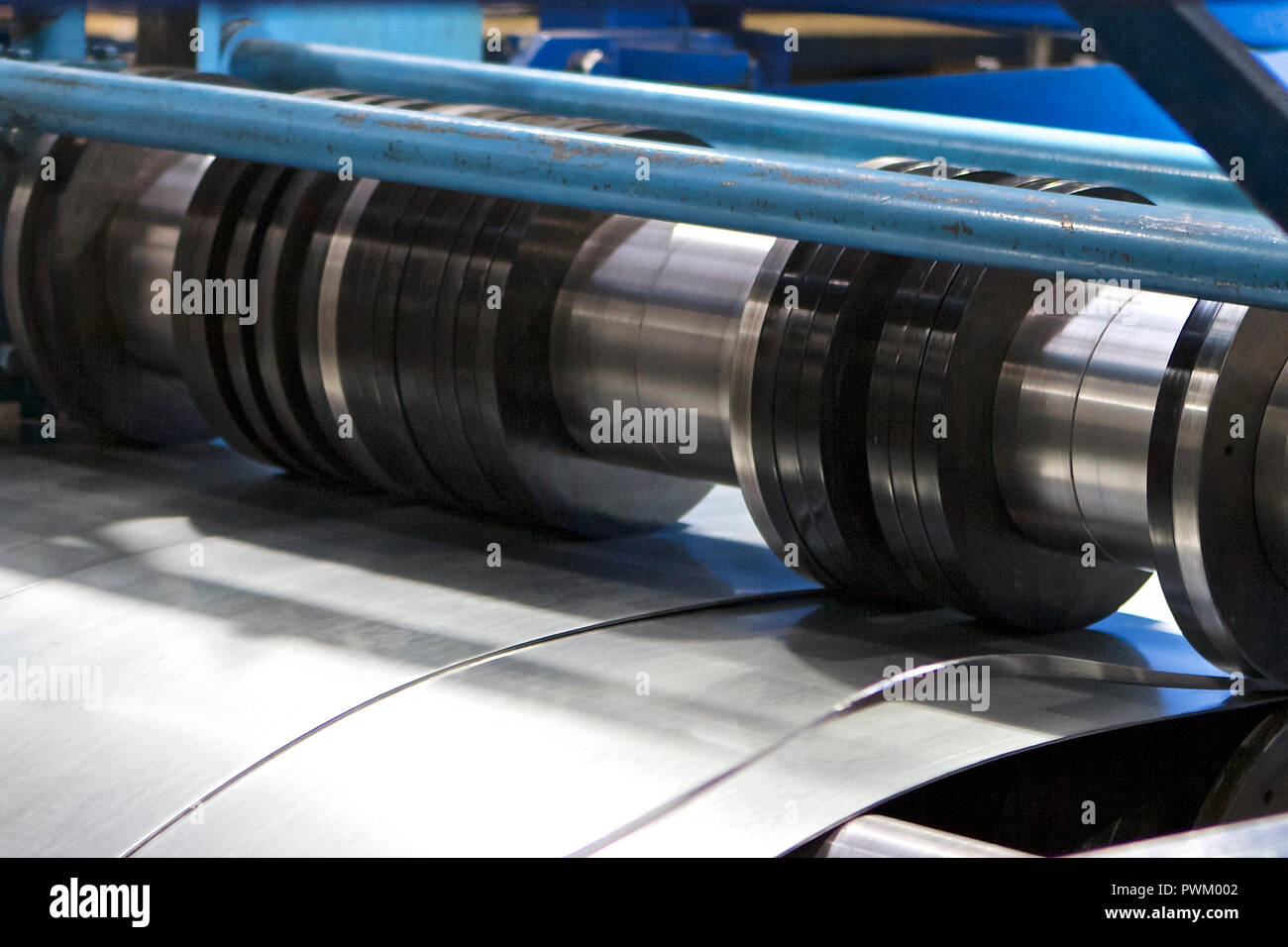 Elements of various sections of the galvanized steel processing line in ...