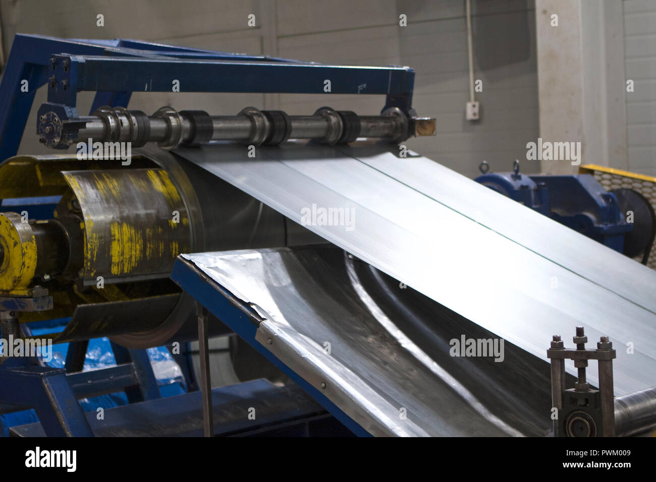 Elements of various sections of the galvanized steel processing line in ...