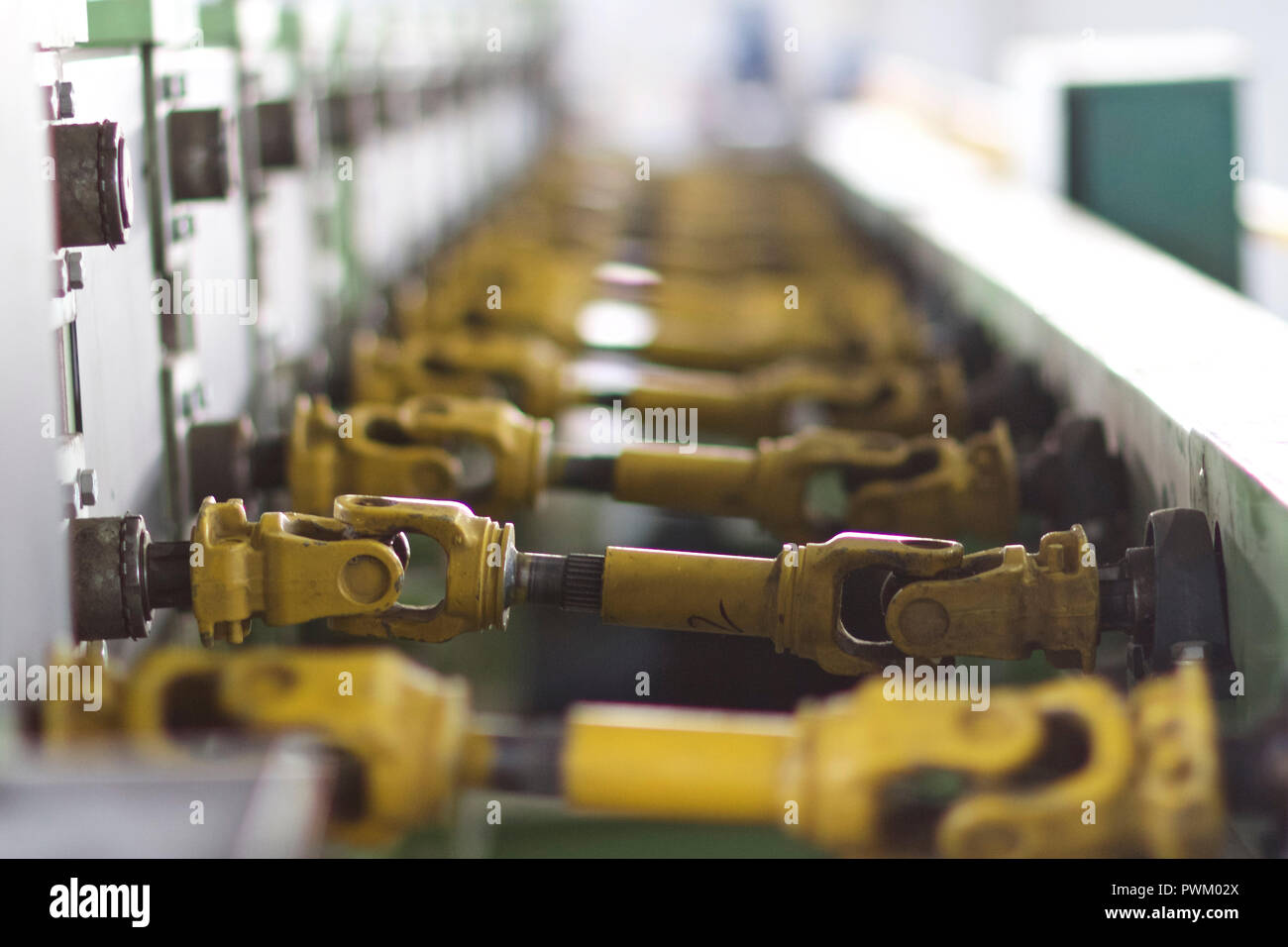 Elements of various sections of the galvanized steel processing line in ...