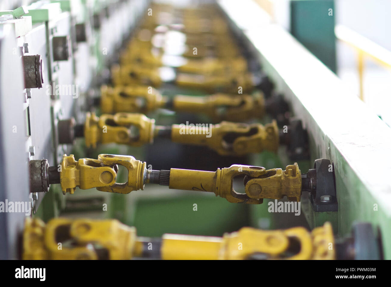 Elements of various sections of the galvanized steel processing line in ...
