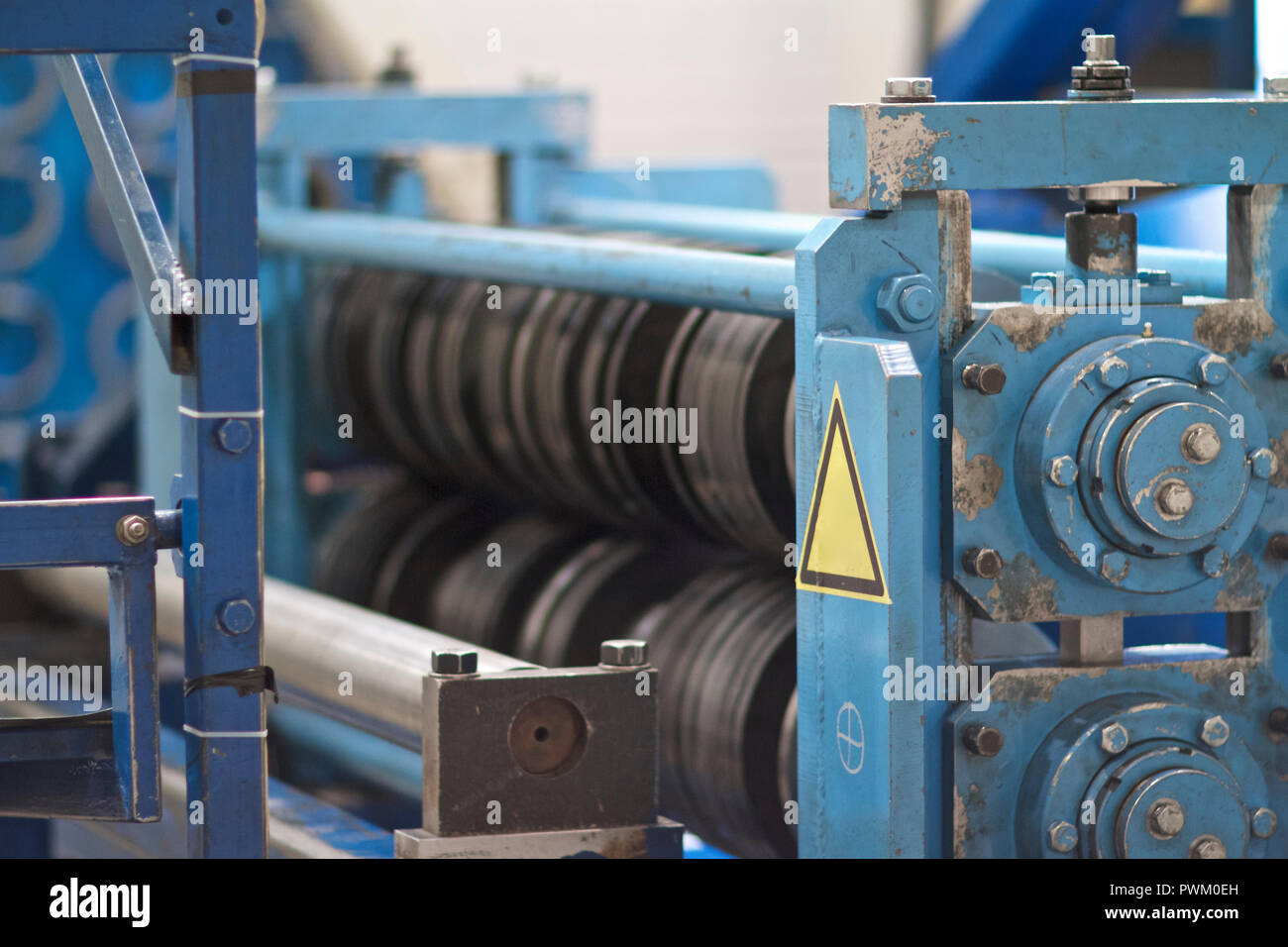 Elements of various sections of the galvanized steel processing line in ...