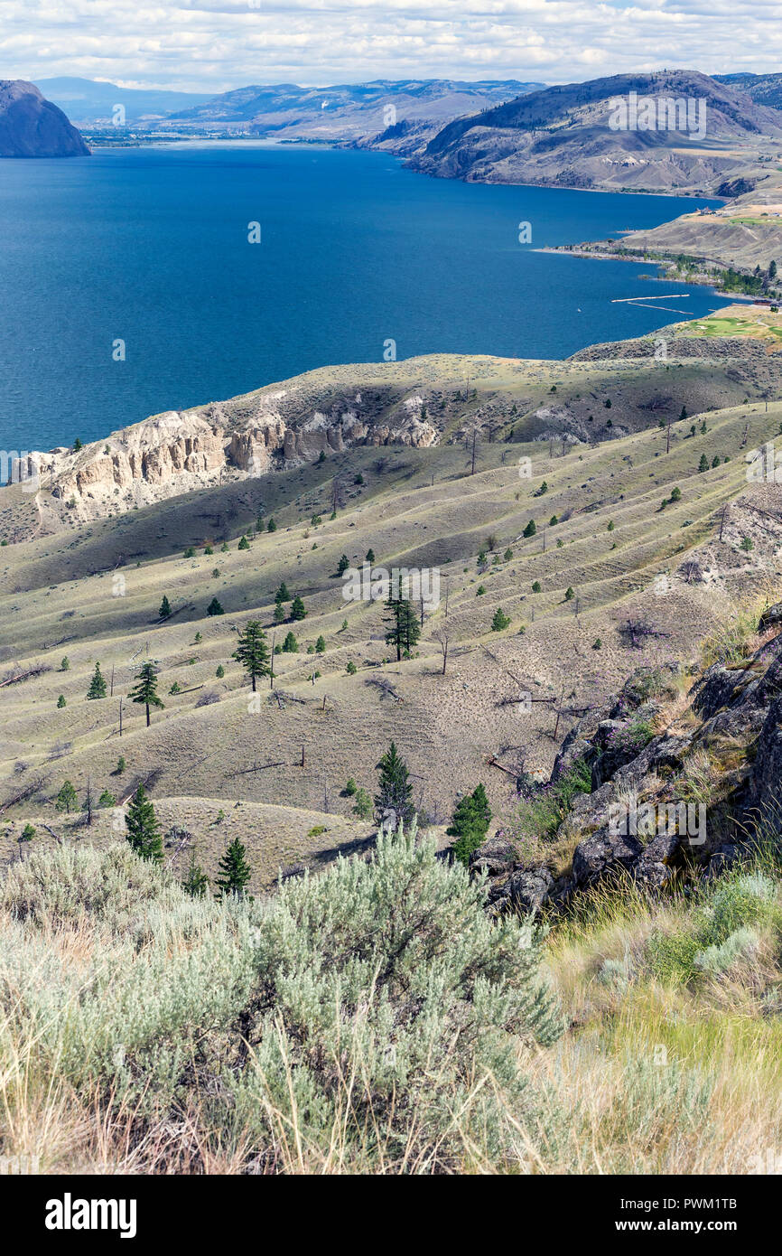 View over Kamloops Lake in July, looking towards Kamloops, Kamloops ...