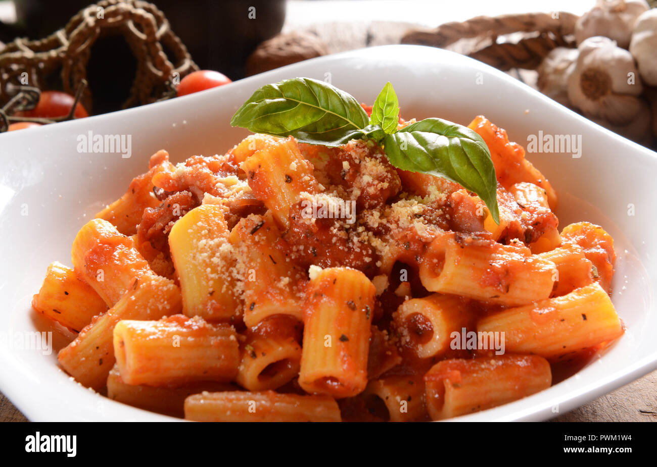 Penne pasta in tomato sauce Stock Photo - Alamy