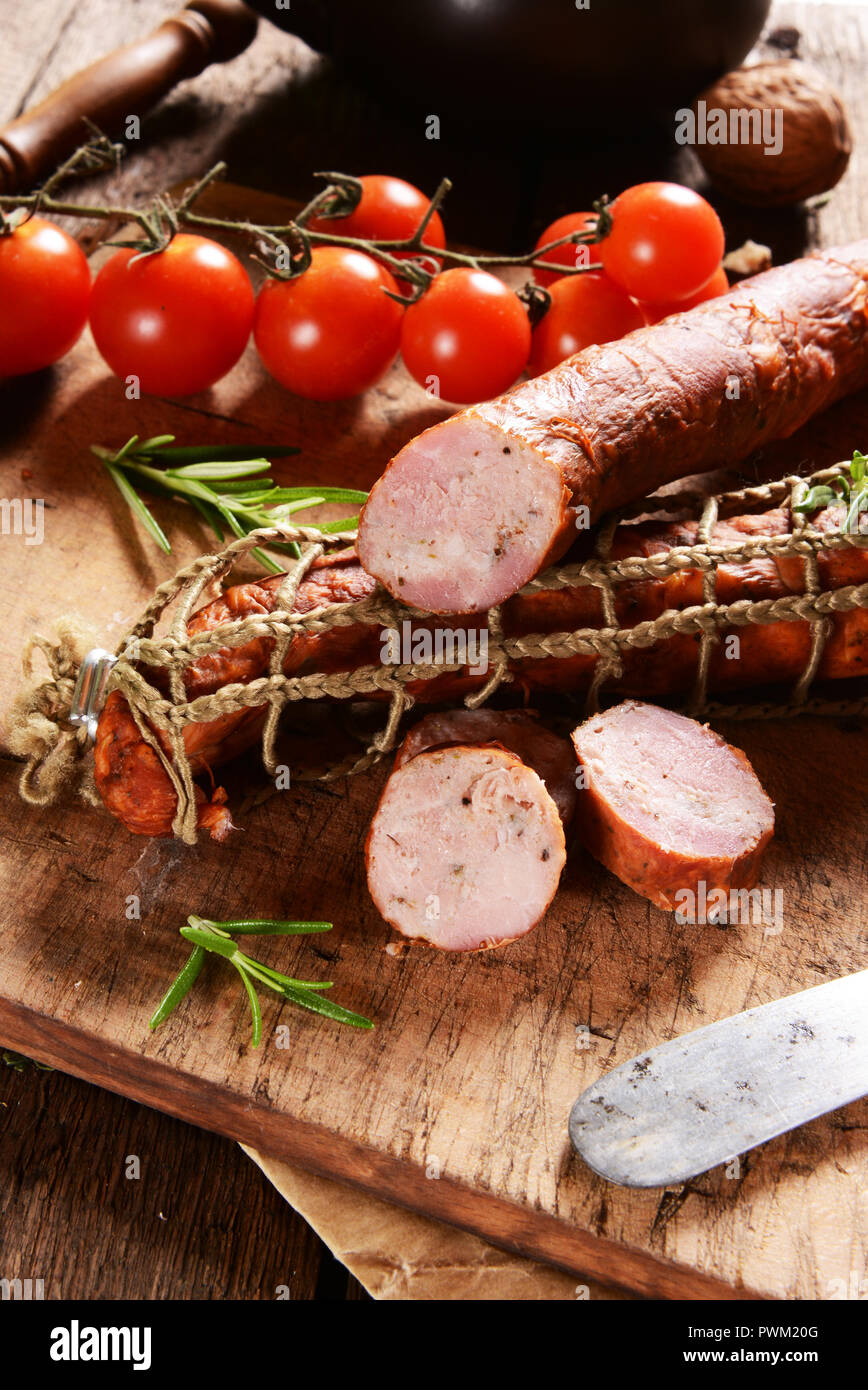 Homemade traditional sausages Stock Photo - Alamy