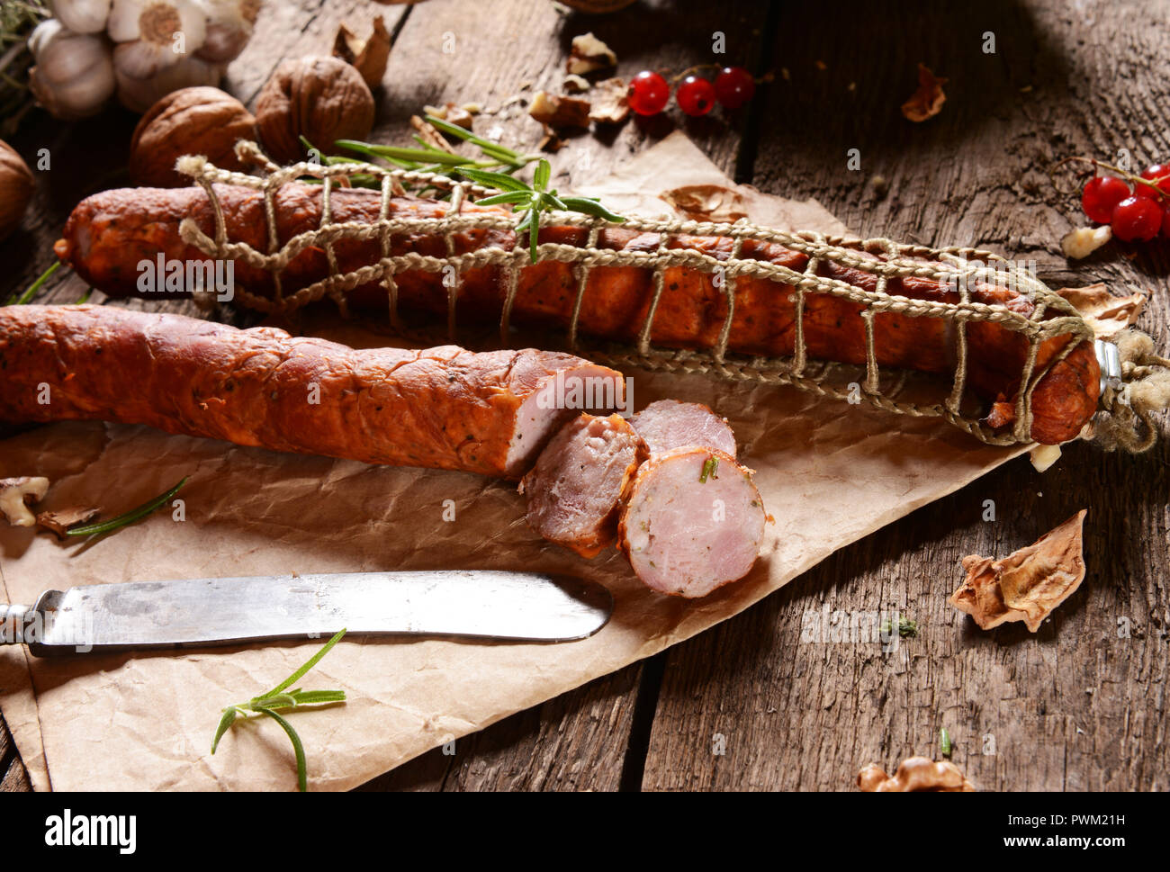Homemade traditional sausages Stock Photo - Alamy