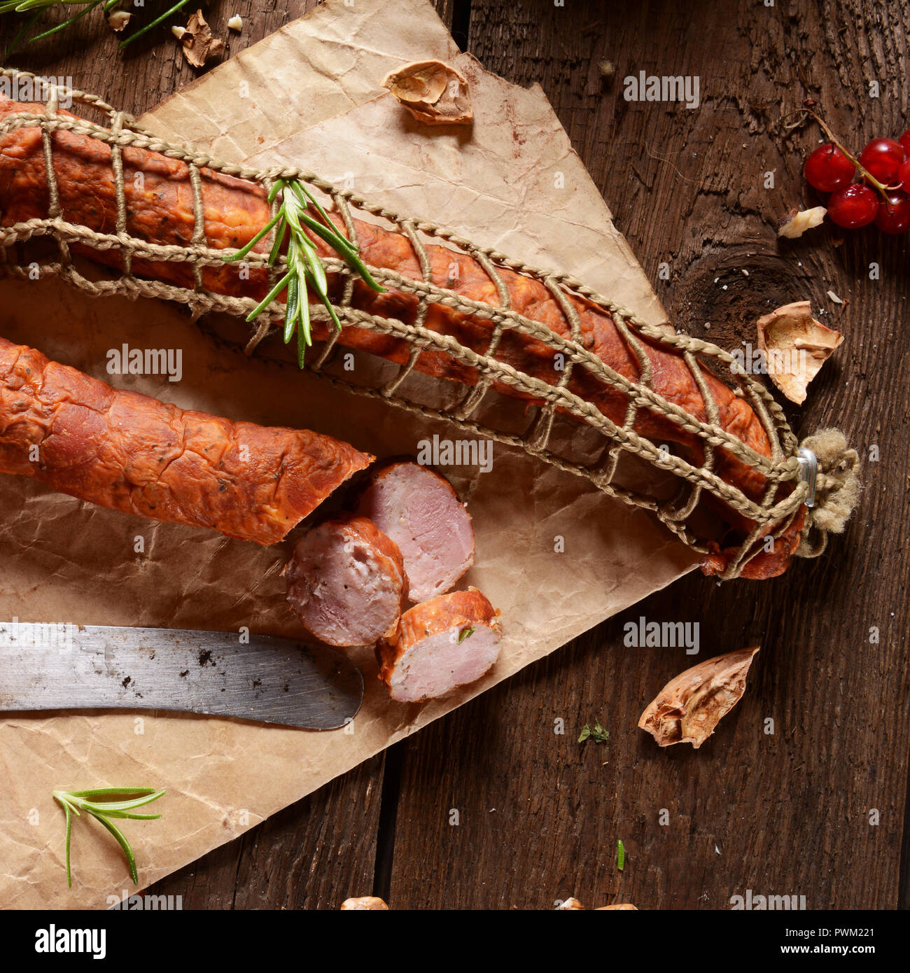 Homemade traditional sausage Stock Photo - Alamy
