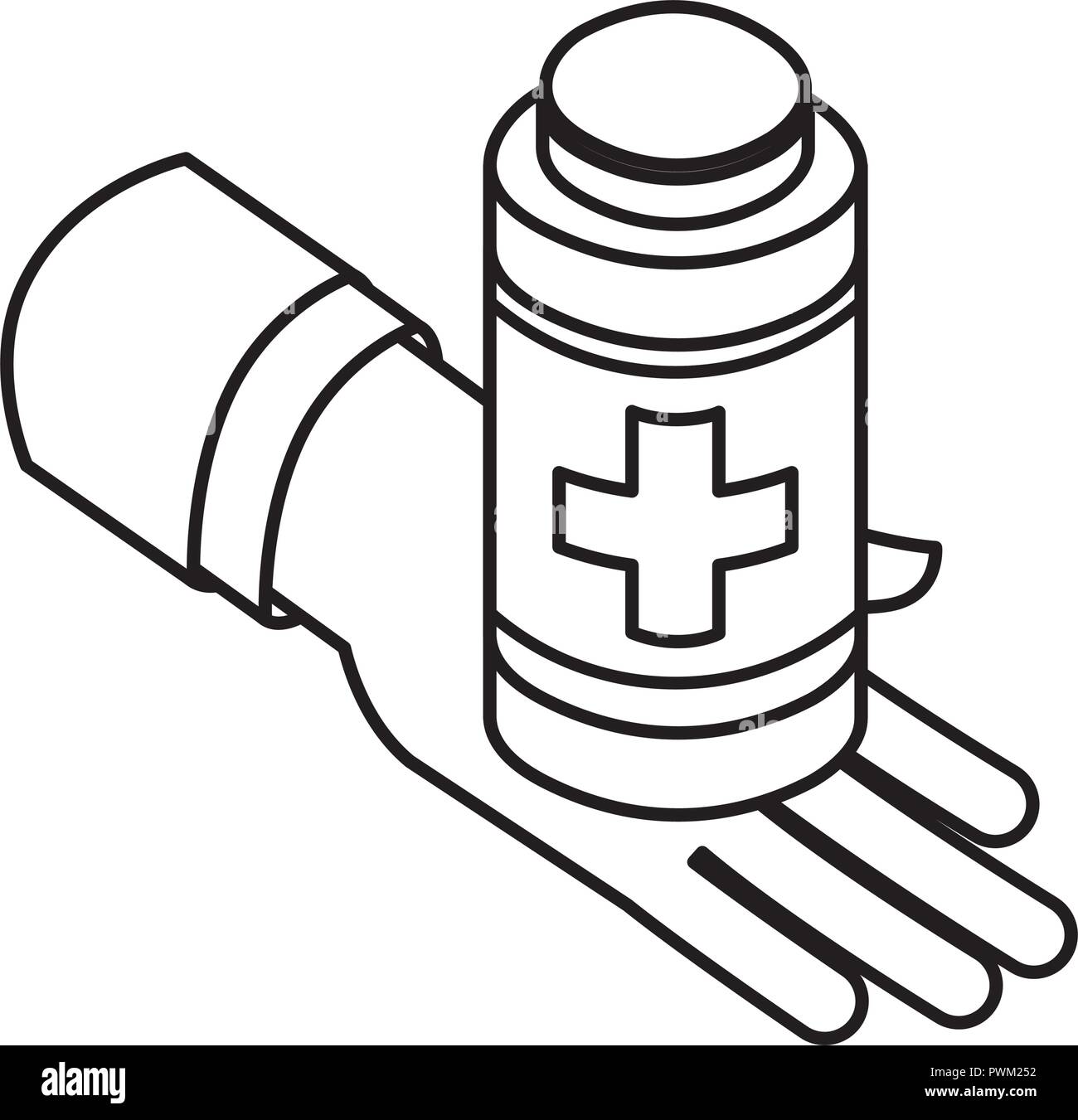 Doctor holding medical syringe Black and White Stock Photos & Images ...