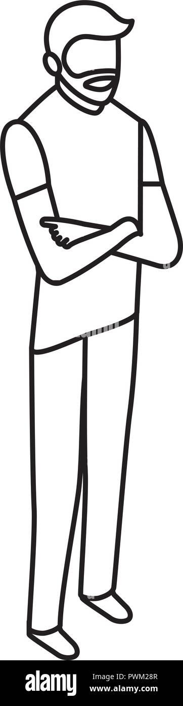 Confident businessman standing crossed arms Black and White Stock ...