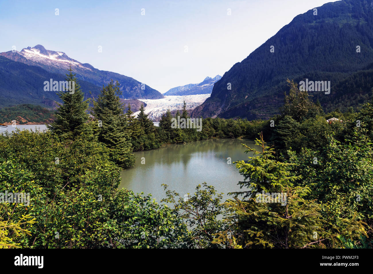 Mendenhall Glacier and Mendenhall Lake, Mendenhall Valley, Alaska, USA ...