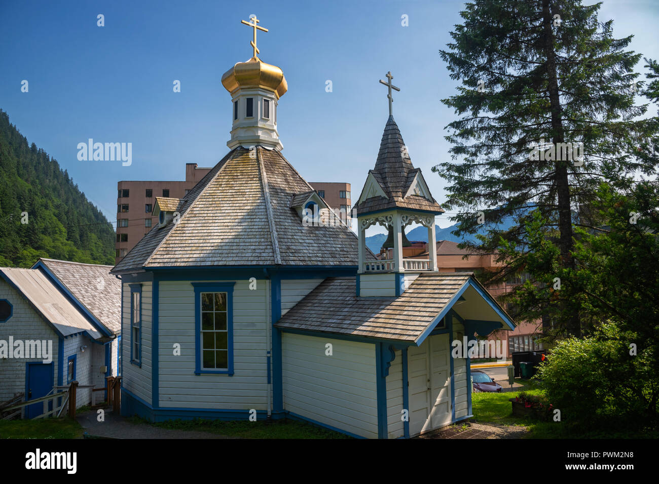 St. Nicholas Russian Orthodox Church, view from backyard, ,Juneau ...