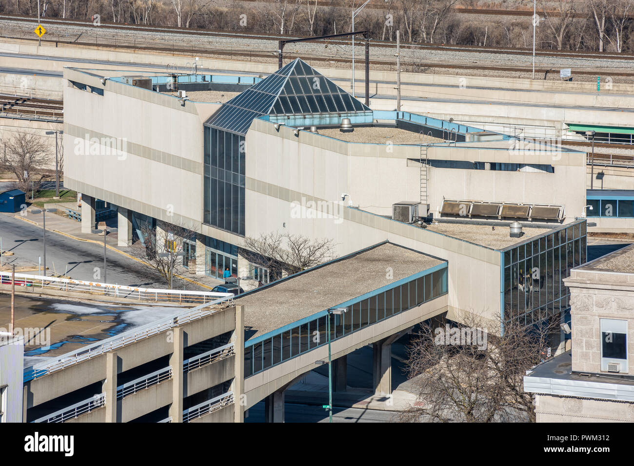 Aerial view of building in downtown Gary Stock Photo - Alamy