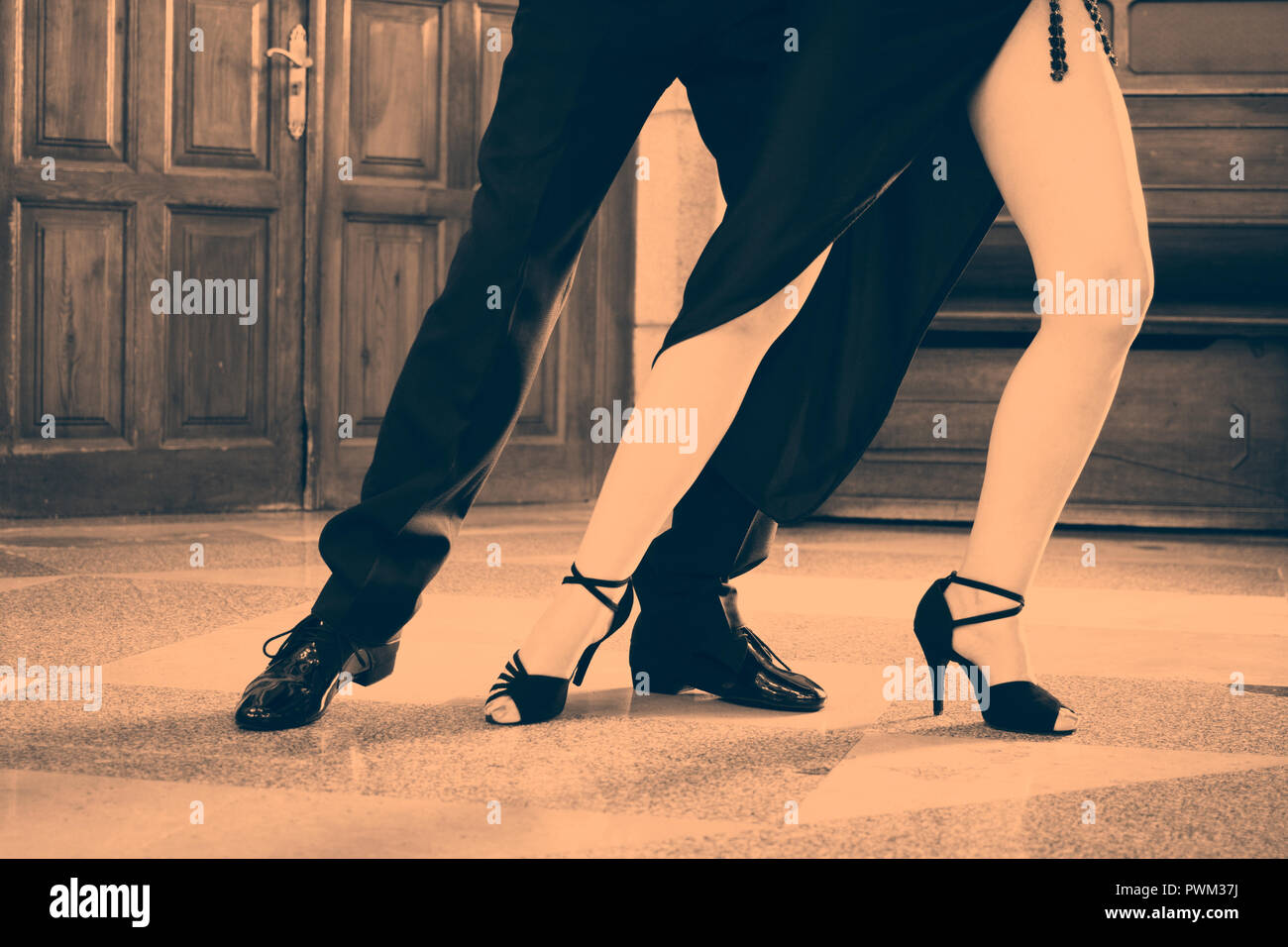 Ballroom latin salsa dancers dancing couple in modern sport dance show ...