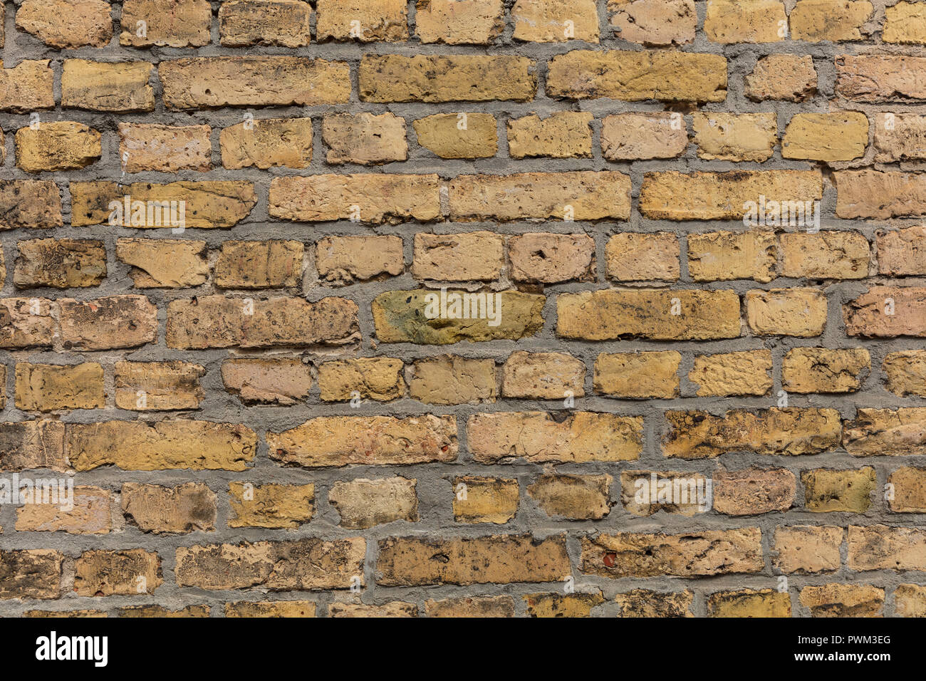 Yellow brown brick wall texture with light grey pointing Stock Photo ...