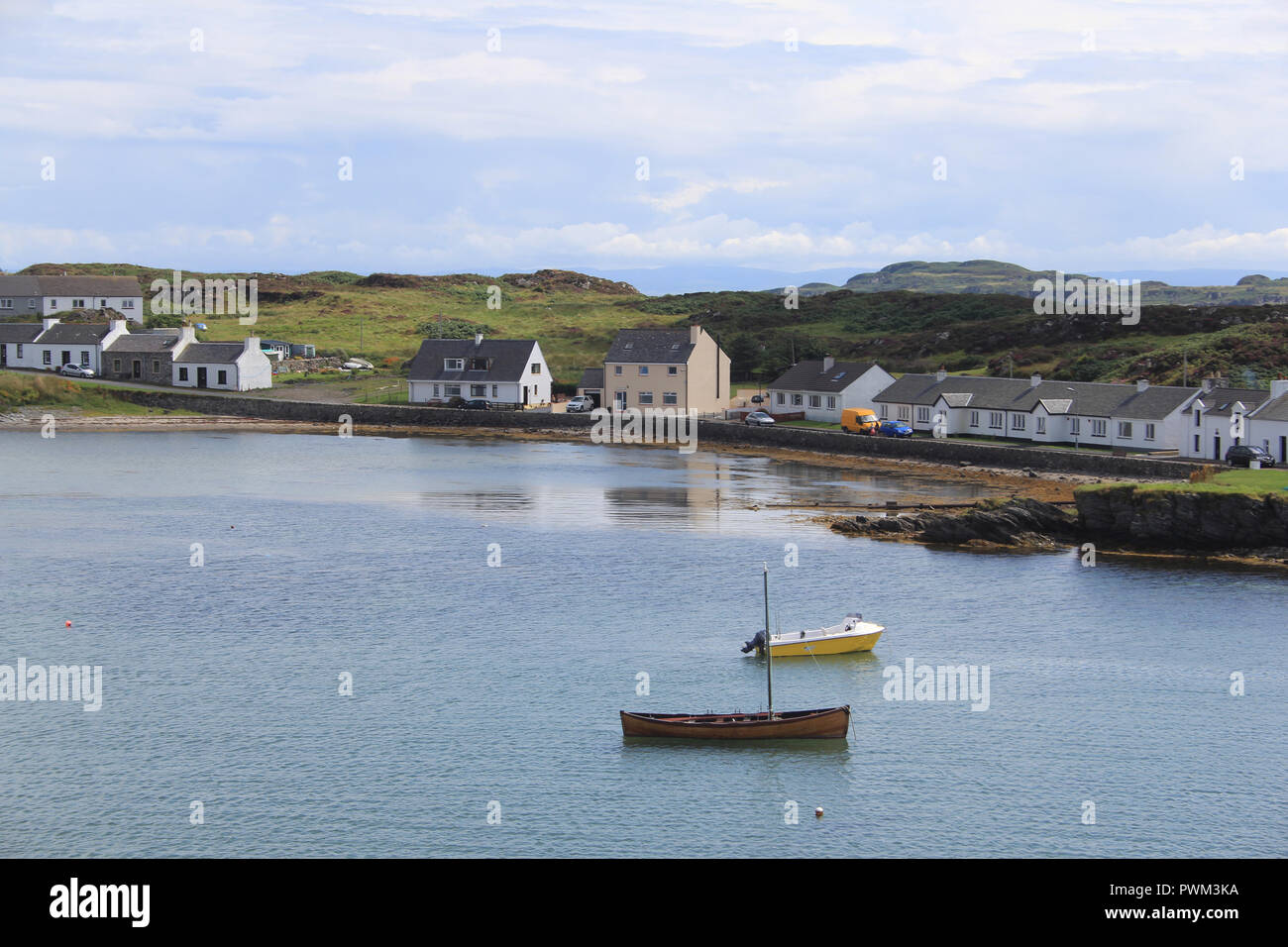 A view of Port Ellen village on the Isle of Islay on west coast of ...