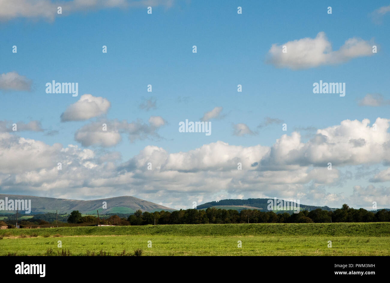 Distant view of Beacon Fell Country Park with Parlick to the left ...