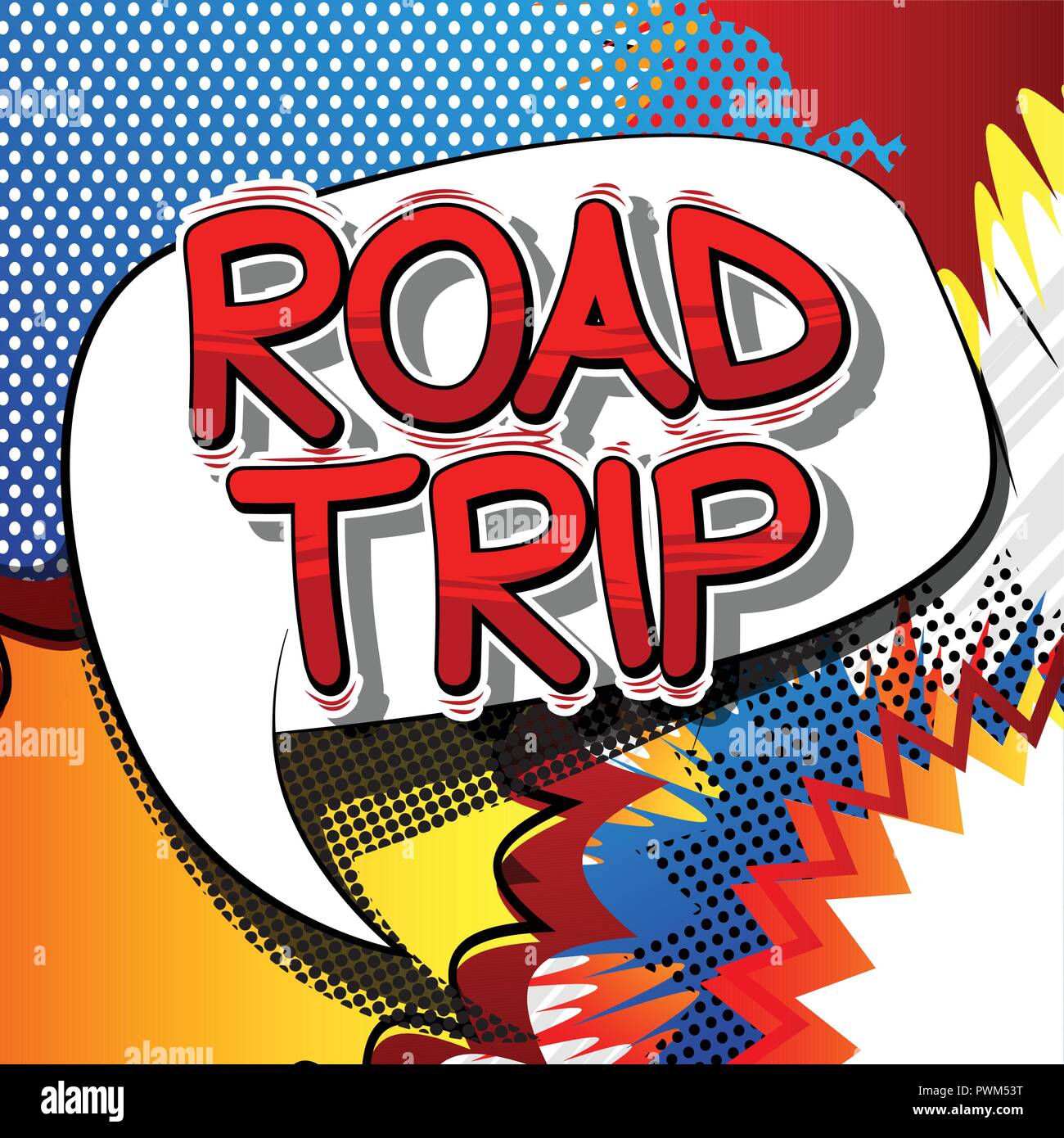 Road Trip - Vector illustrated comic book style phrase Stock Vector ...
