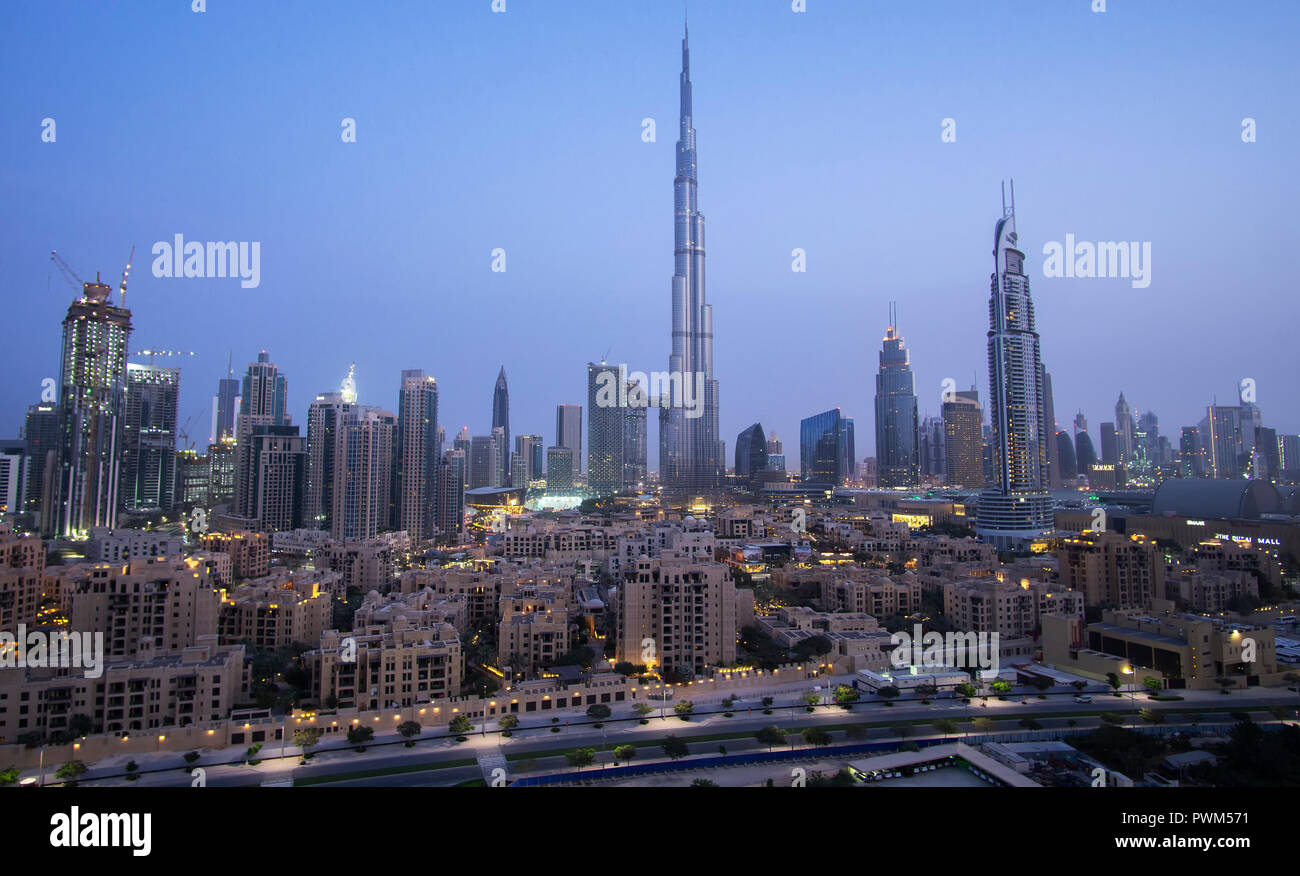 Dubai downtown roof top view hi-res stock photography and images - Alamy
