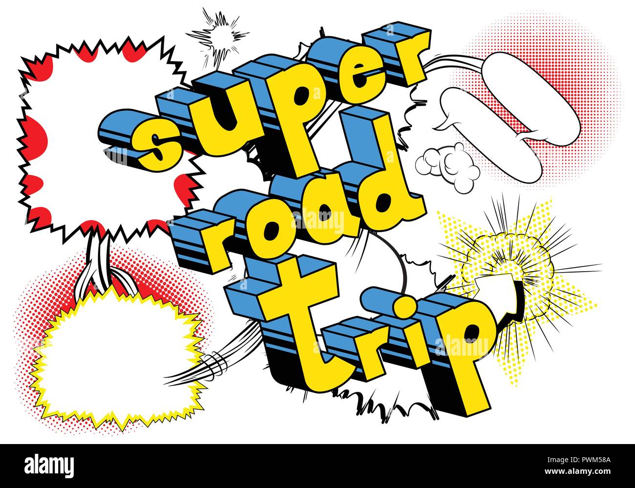 Super Road Trip - Vector illustrated comic book style phrase Stock ...