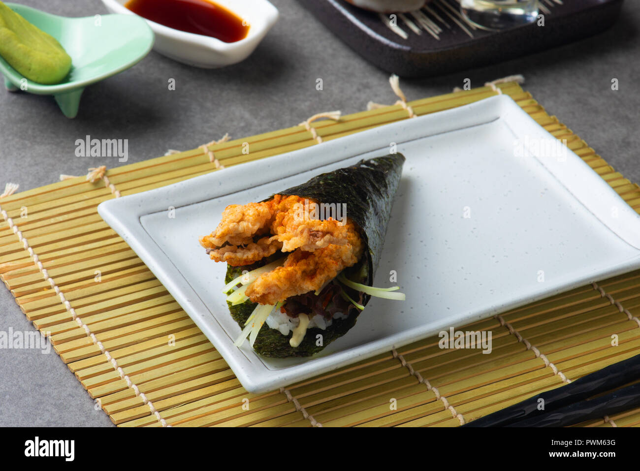 soft shell crab temaki japanese sushi Stock Photo - Alamy