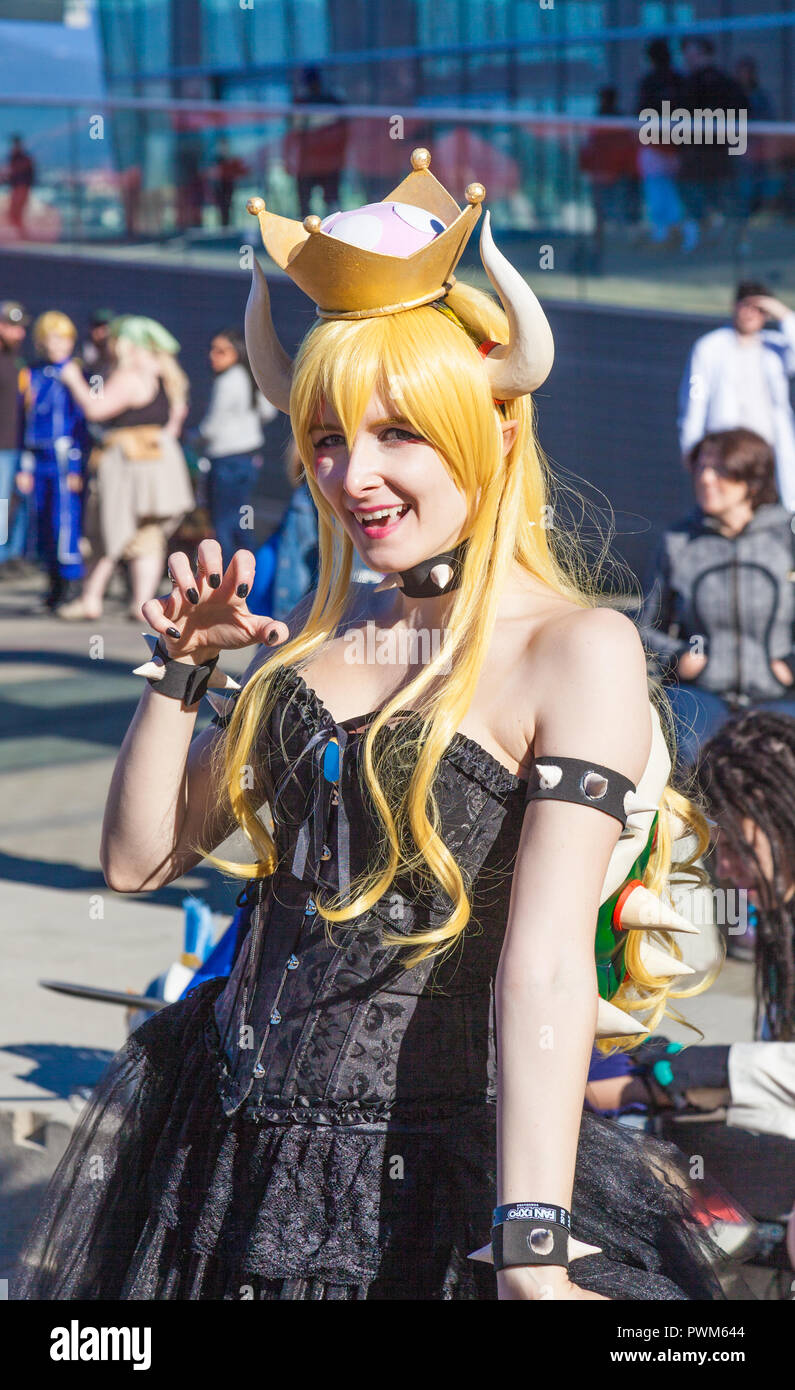 Young woman striking a pose at the 2018 Fan Expo in Vancouver Stock ...