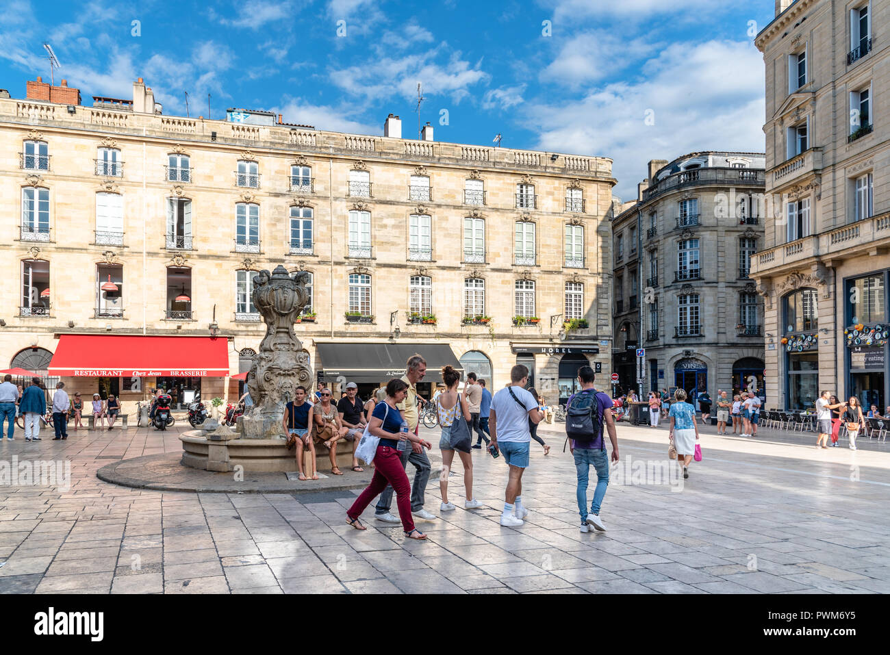 Bordeaux, France - July 22, 2018: Parliament Square or Place du ...