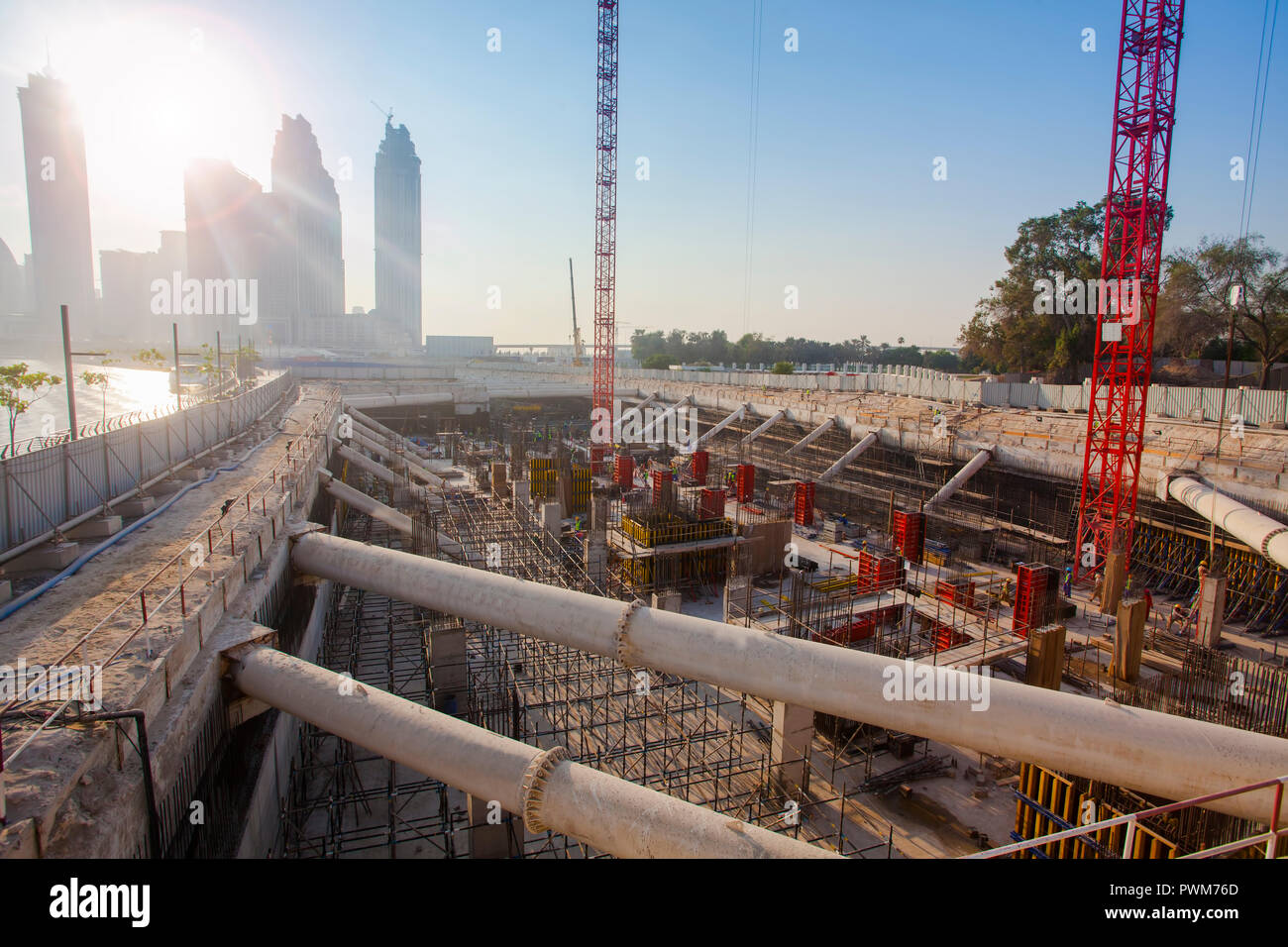 construction site for big building foundation Stock Photo - Alamy