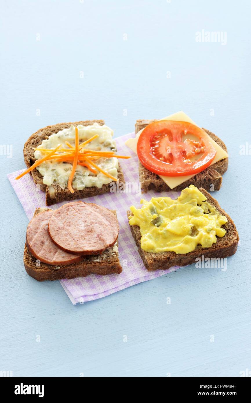 Bread slices various toppings hi-res stock photography and images - Alamy