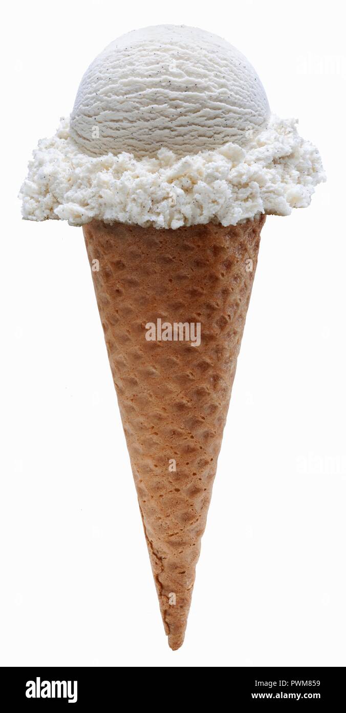 Vanilla Ice Cream Cone on a White Background Stock Photo Alamy