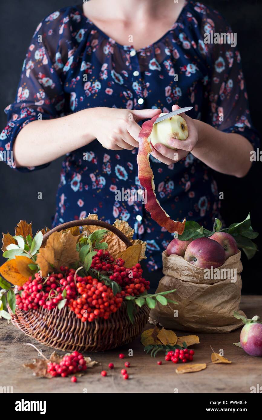 Apple peeling woman hi-res stock photography and images - Alamy