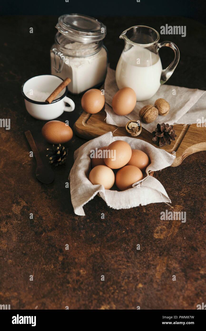 Milk products and raw eggs hi-res stock photography and images - Alamy