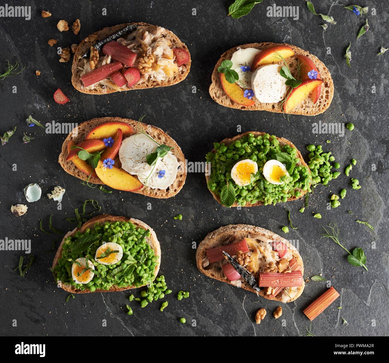 Various open sandwiches Stock Photo - Alamy
