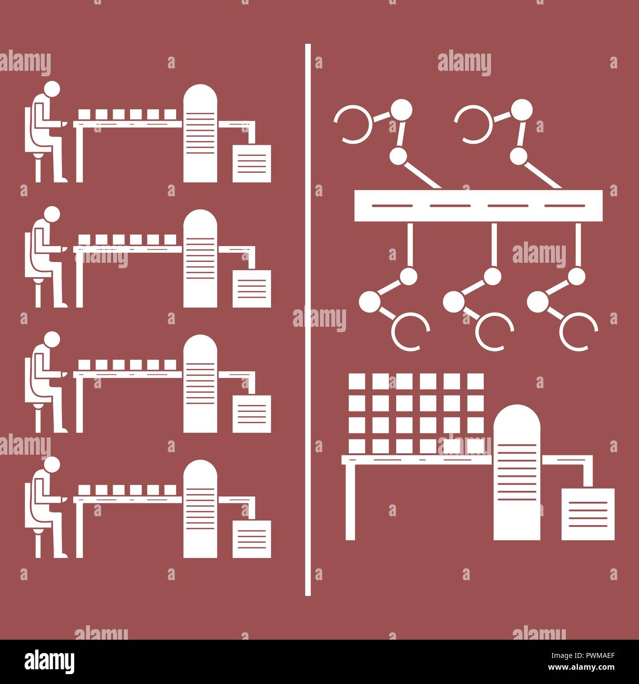 Smart automatic robotic production line. Replacement of people with ...