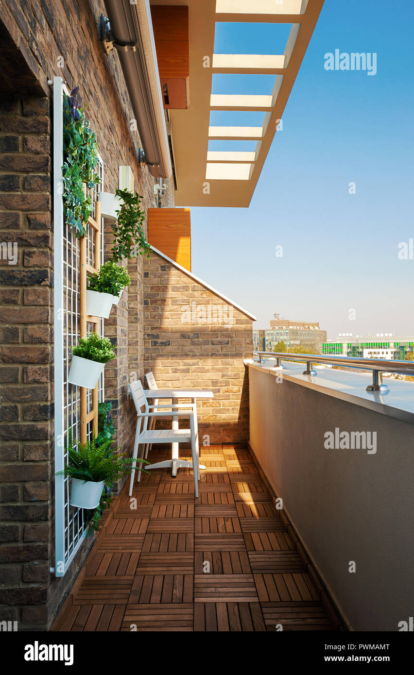 Details of modern and new terrace, part of apartment Stock Photo - Alamy