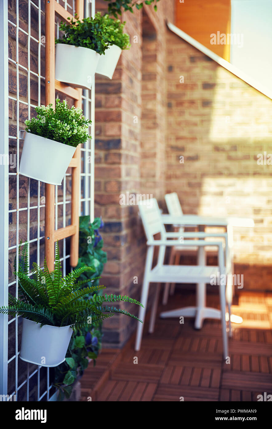 Details of modern and new terrace, part of apartment Stock Photo - Alamy