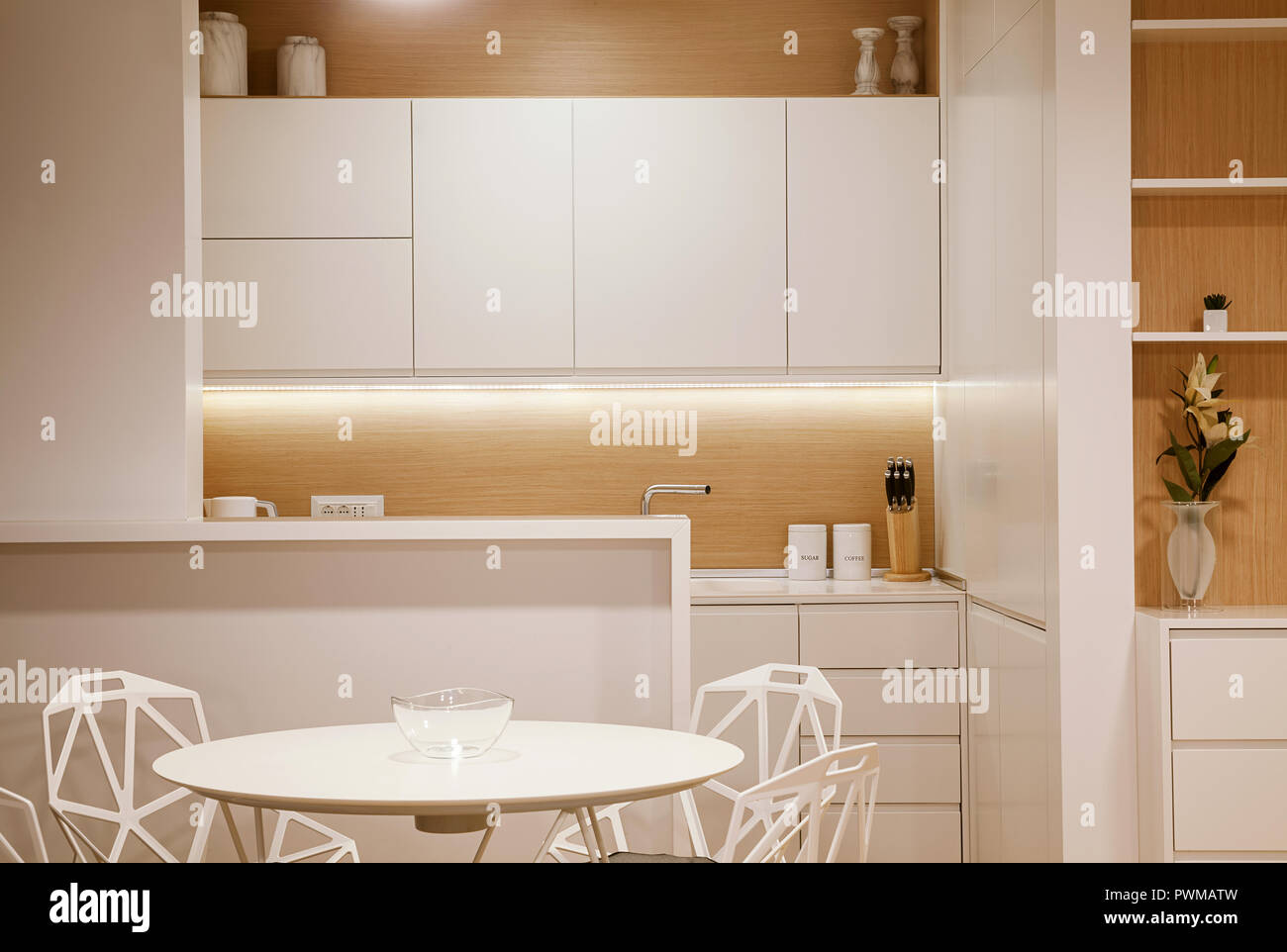 Interior of small and modern kitchen, closeup view on details Stock ...