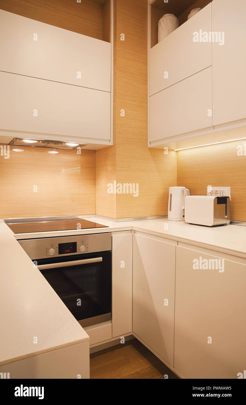 Interior of small and modern kitchen, closeup view on details Stock ...