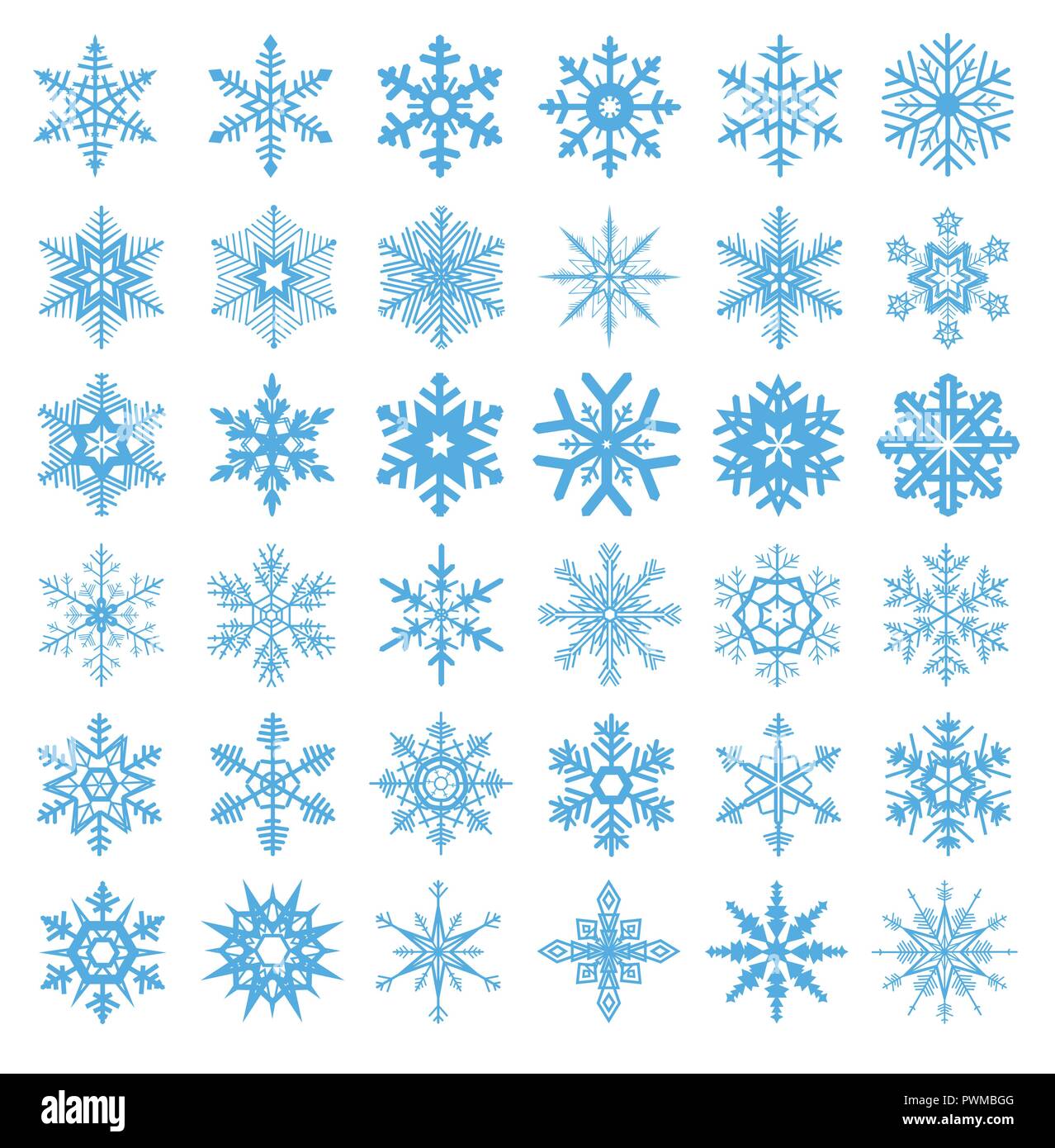 collection of 36 snowflakes vector illustration Stock Vector Image ...