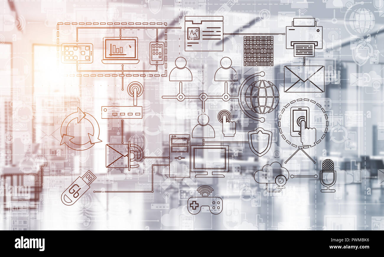 Technology background image with media interface as connection and ...