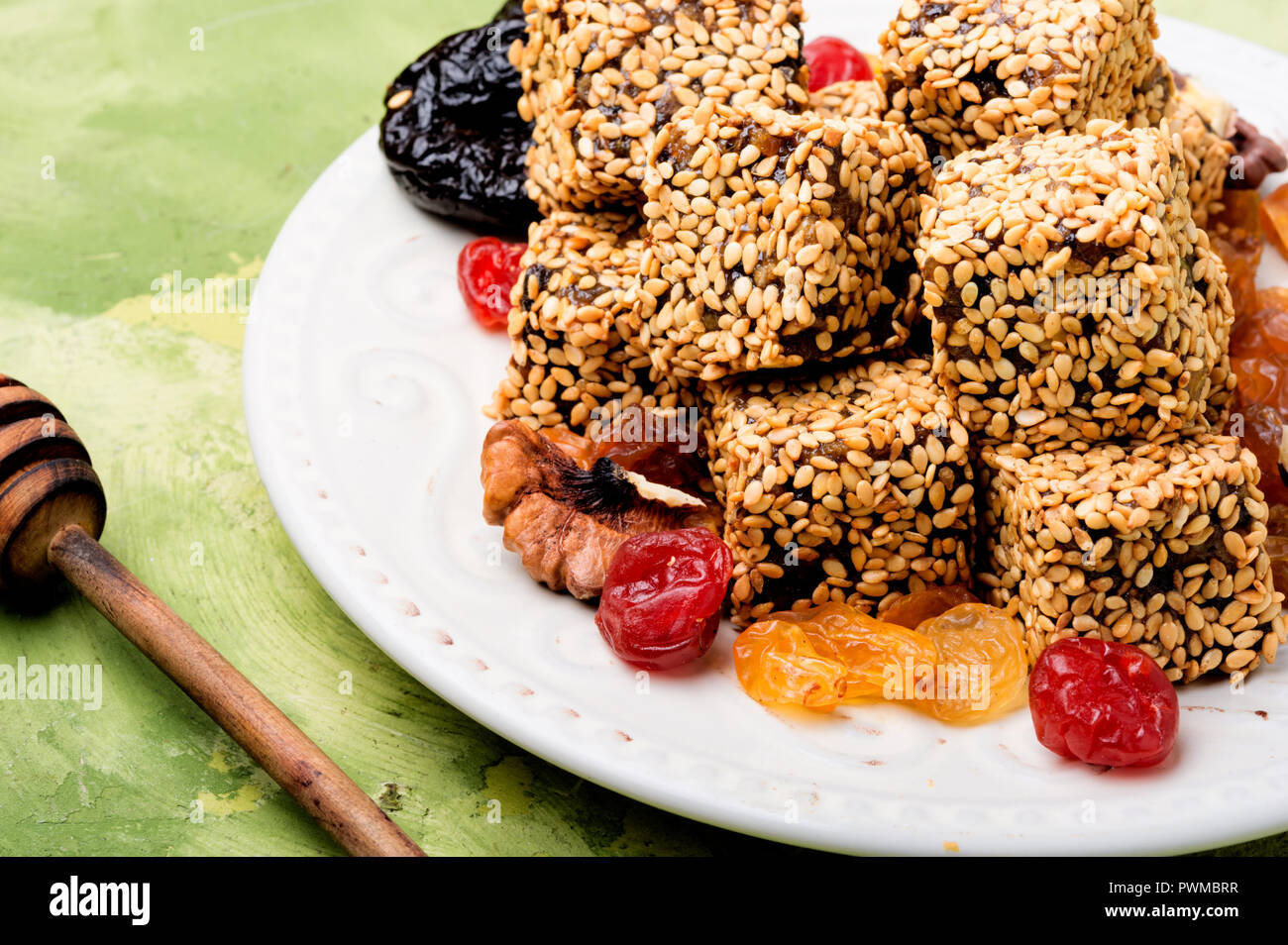 Diet candy for immunity from dried apricots, sesame, nuts, raisins and ...