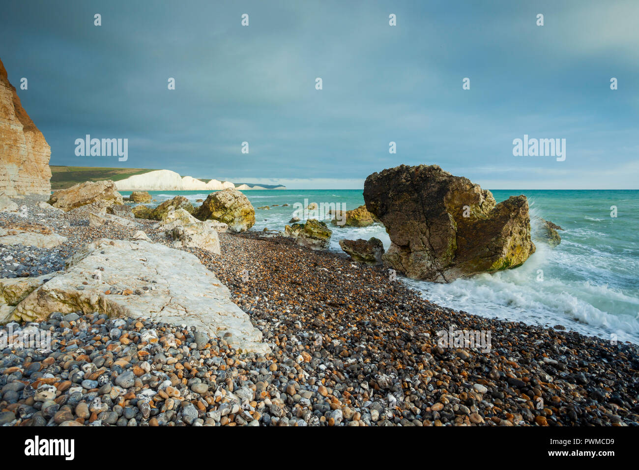 Sunset at Hope Gap in East Sussex, England Stock Photo - Alamy