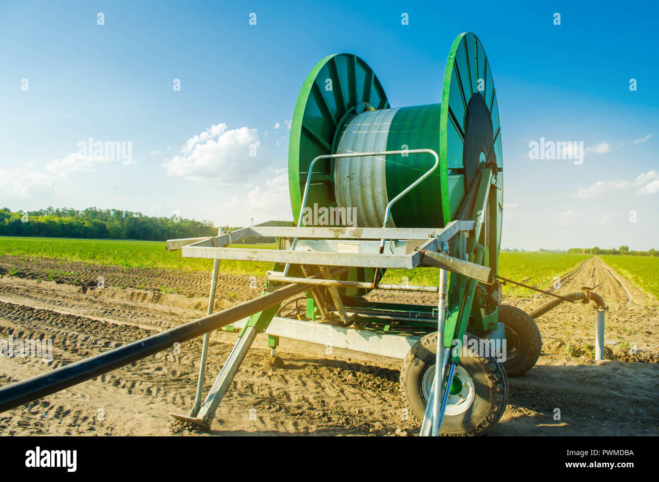 Irrigation field crop crops hose pipe hose reel hi-res stock ...