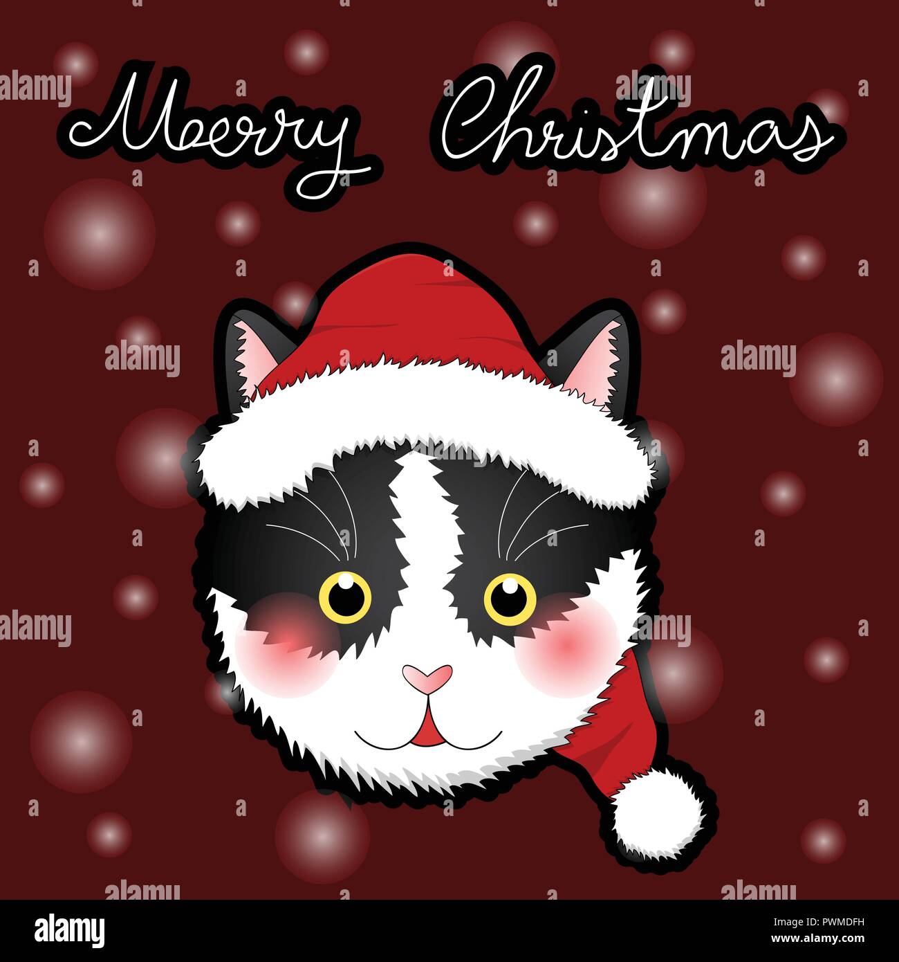 Black kitten snow Stock Vector Images - Alamy