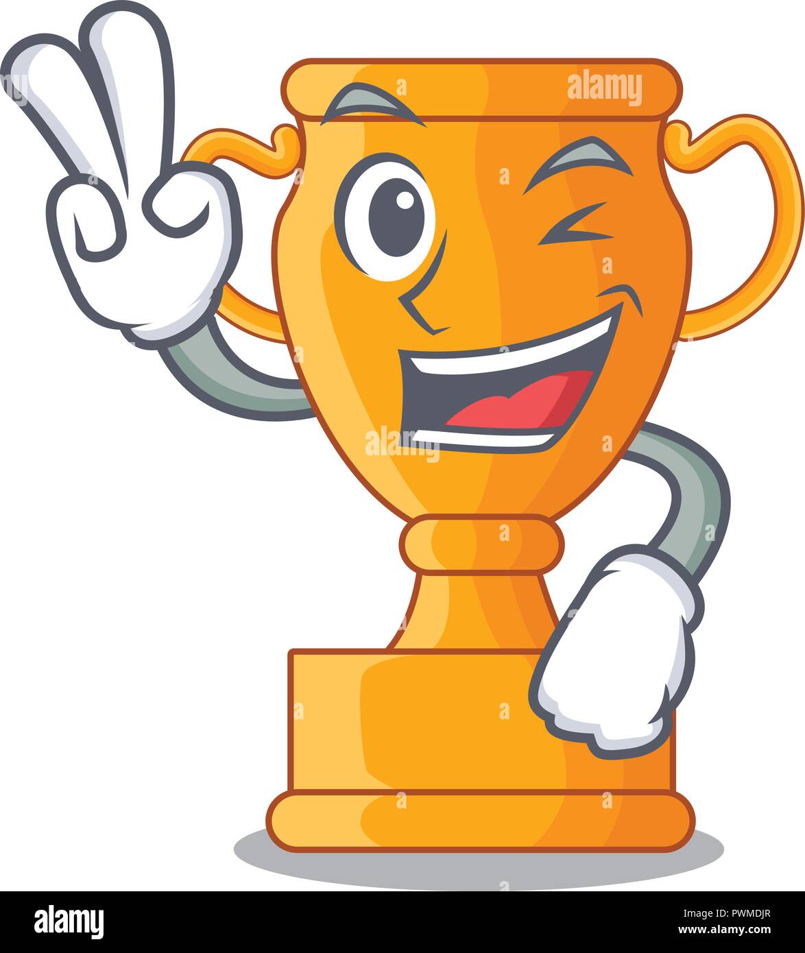 Two finger cartoon trophy cup with star on cyan Stock Vector Image ...