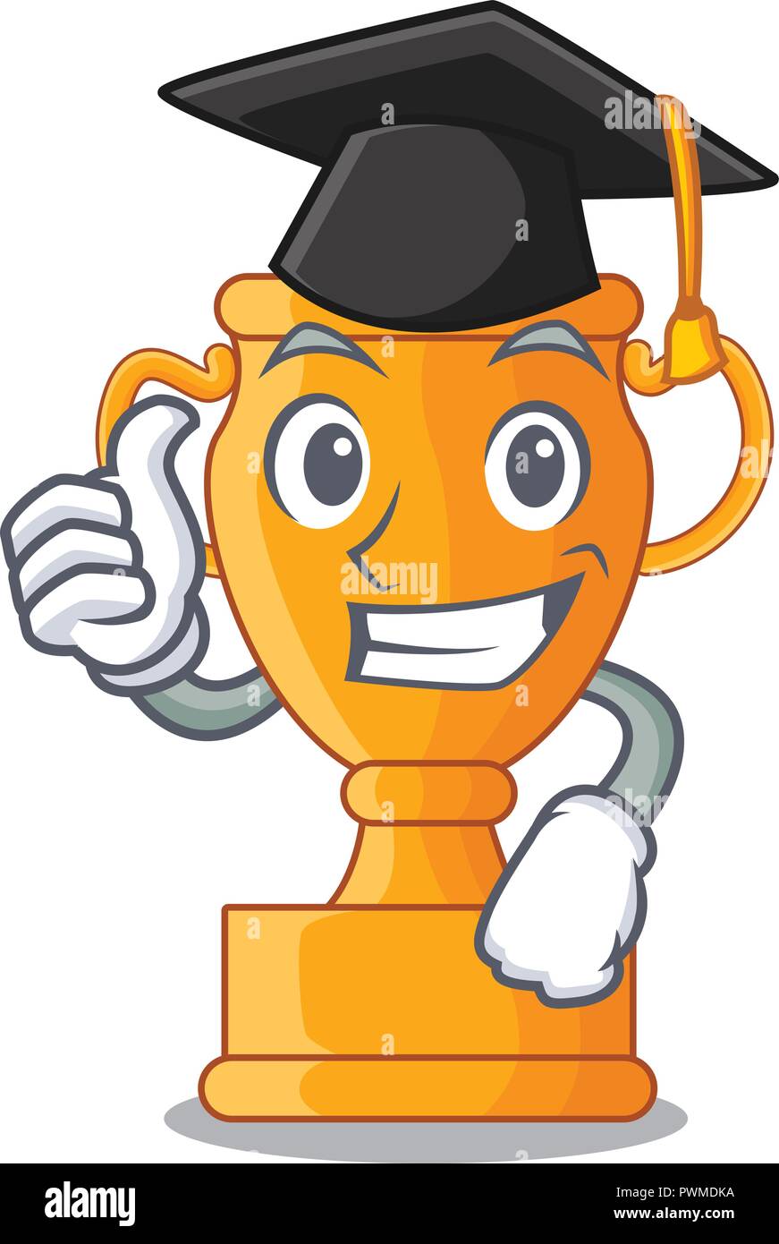 Graduation cartoon trophy cup with star on cyan Stock Vector Image ...