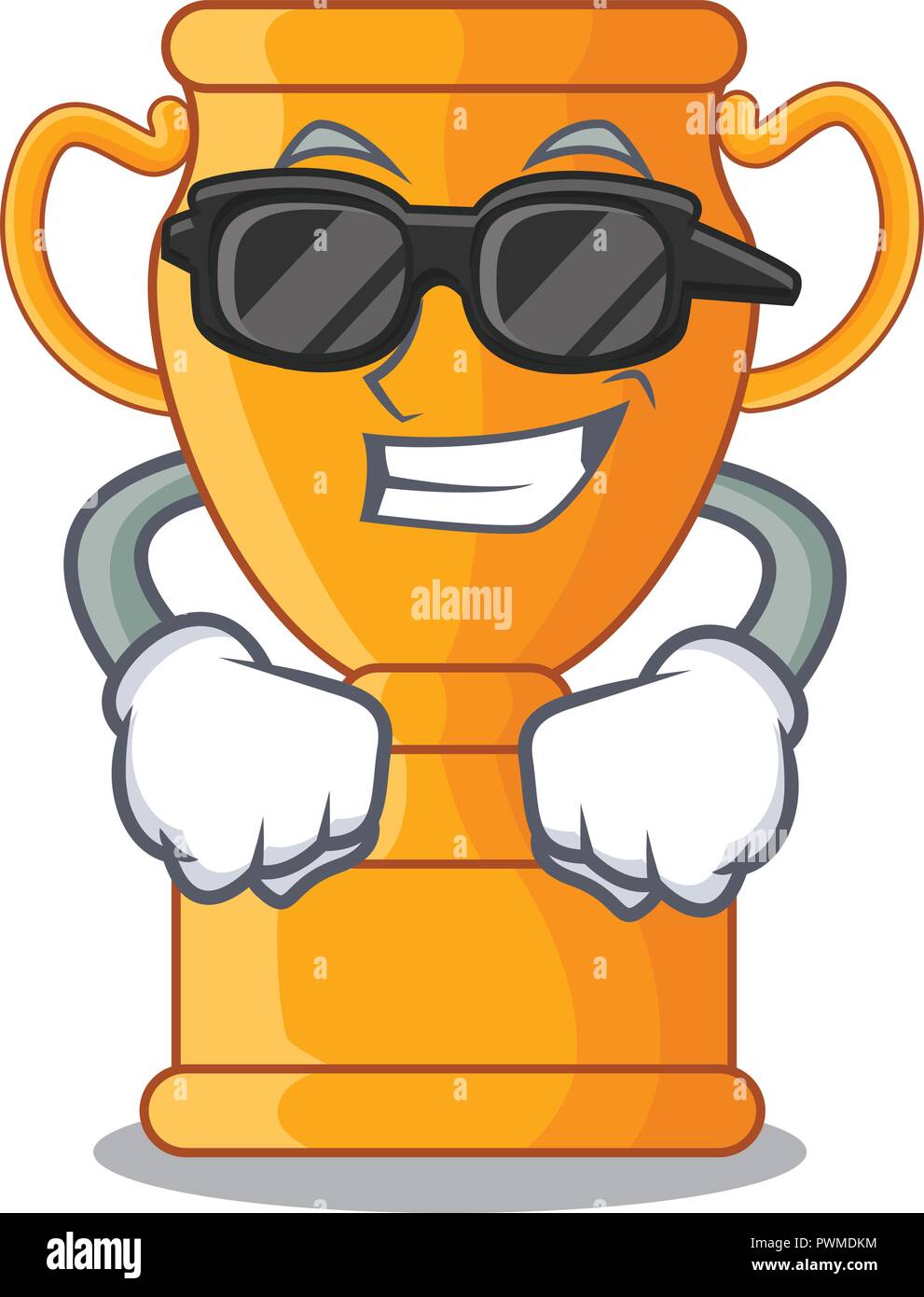 Super cool cartoon trophy cup with star on cyan Stock Vector Image ...