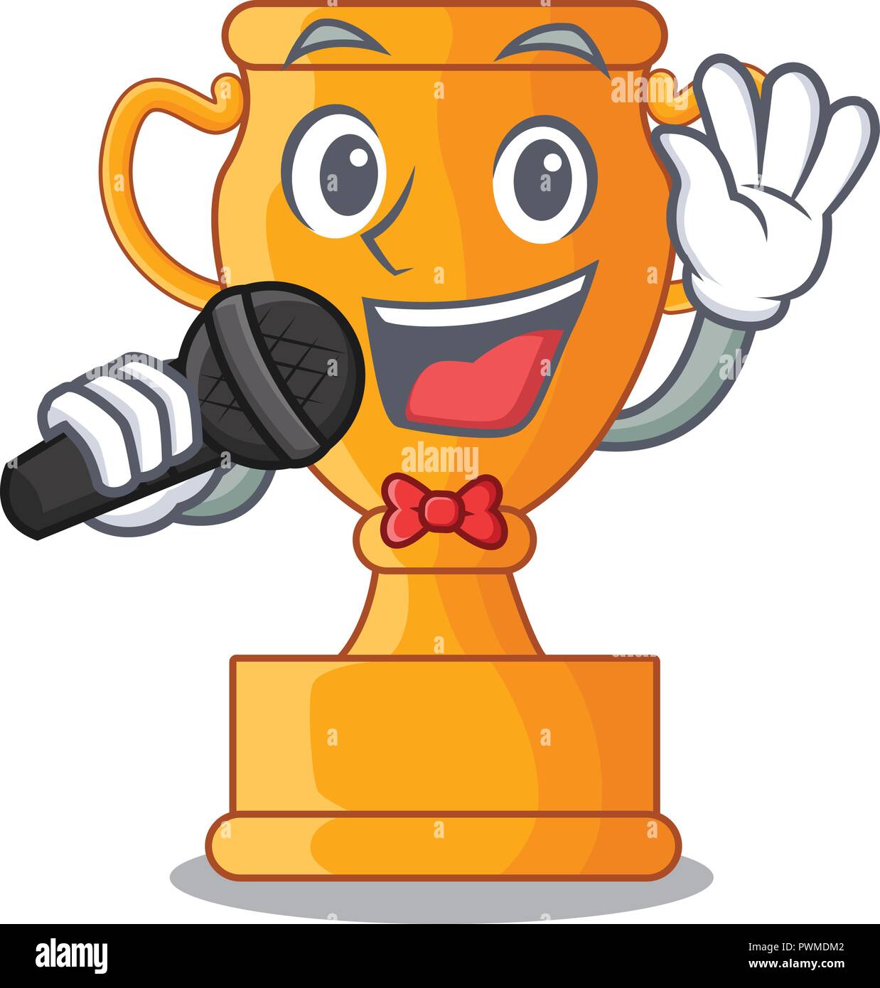 Singing champion golden trophy on cartoon table Stock Vector Image ...