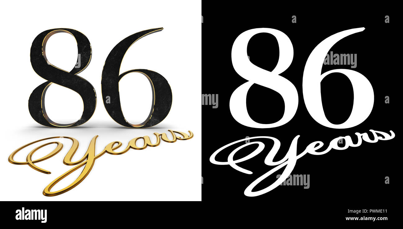 Golden number eighty six (number 86) and the inscription years with ...