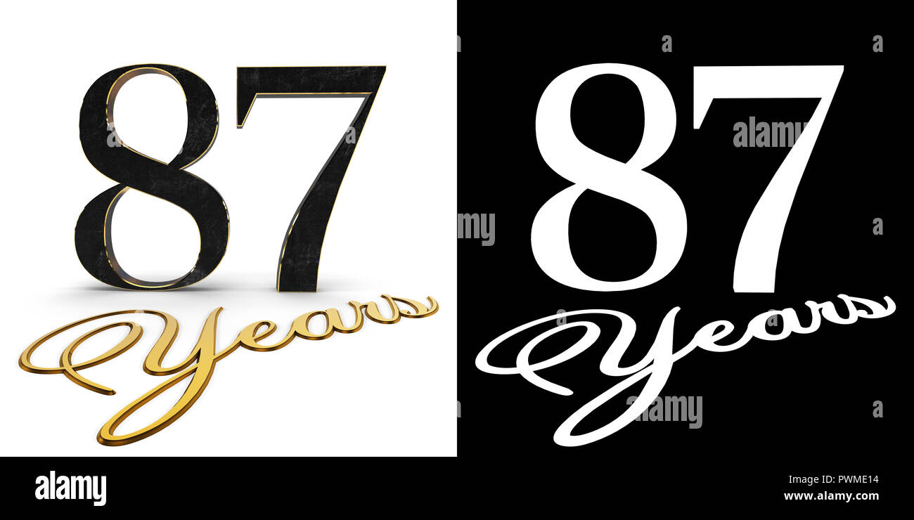 Golden number eighty seven (number 87) and the inscription years with ...