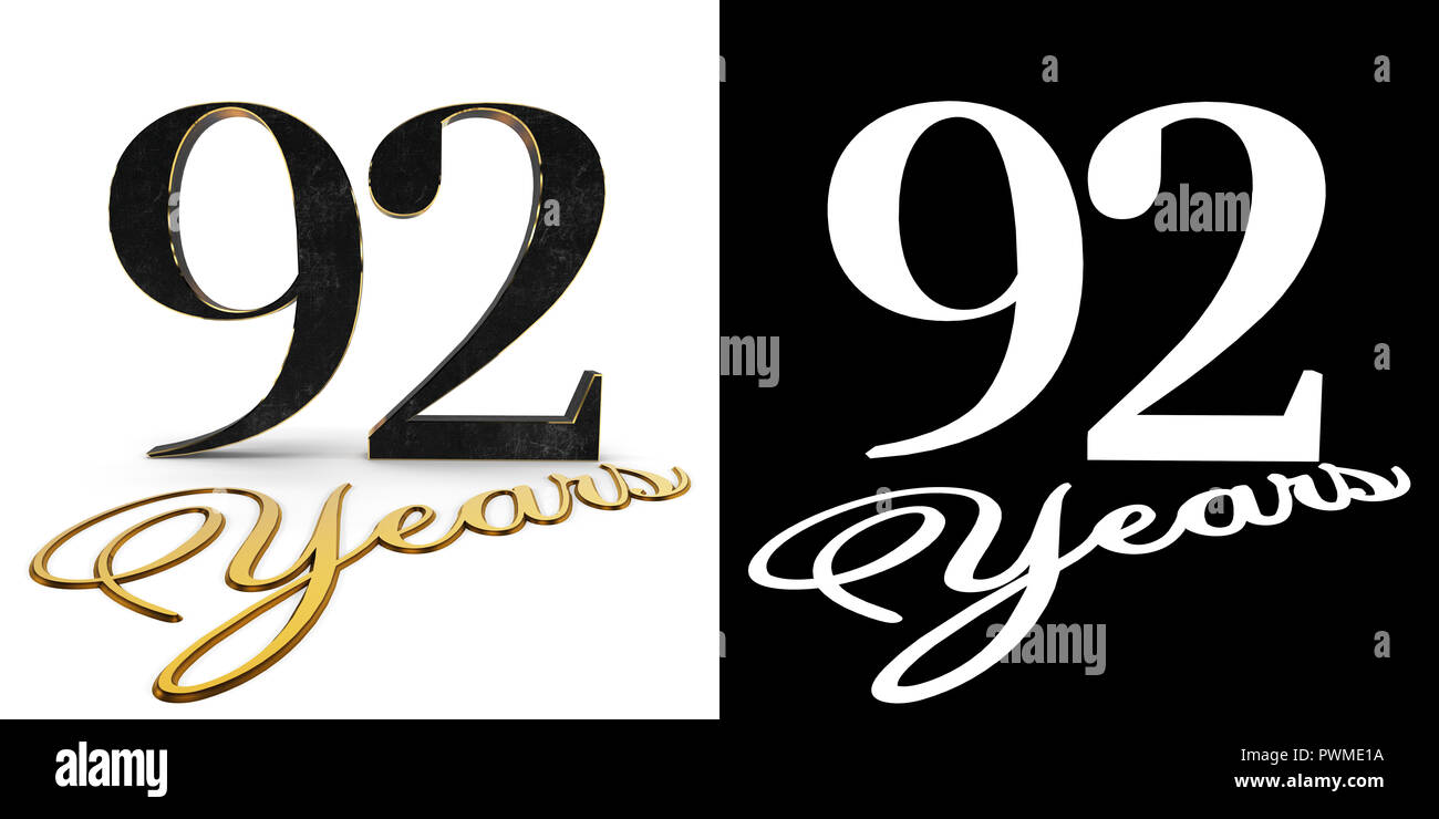 Golden number ninety two (number 92) and the inscription years with ...