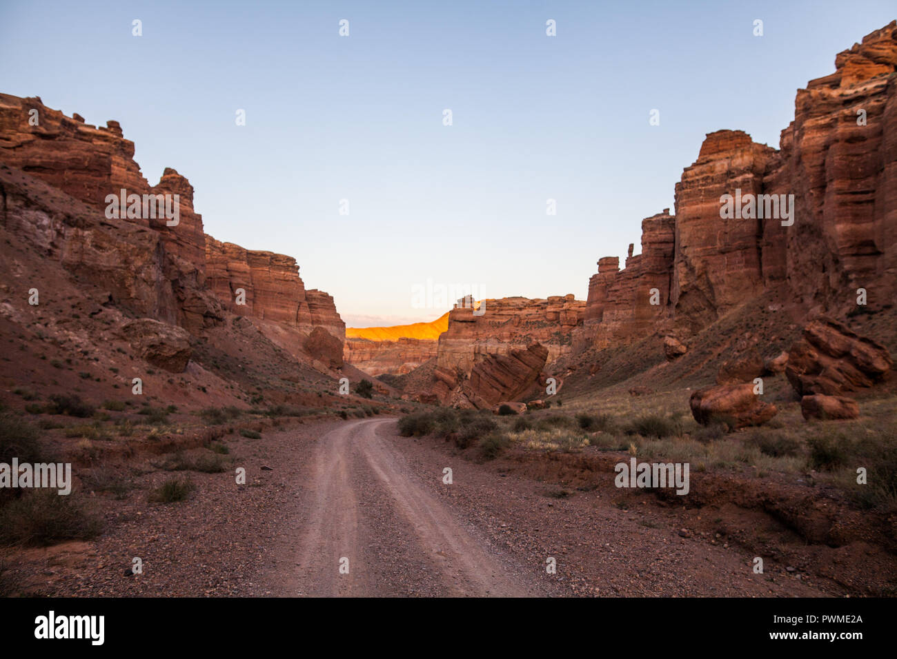 Evening shot of the Charyn Canyon in Kazakhstan Stock Photo - Alamy